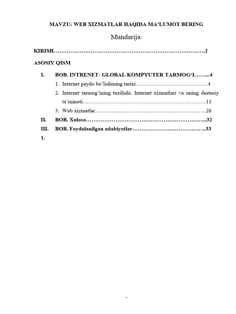 Web Xizmatlar Haqida Malumot Bering | PDF