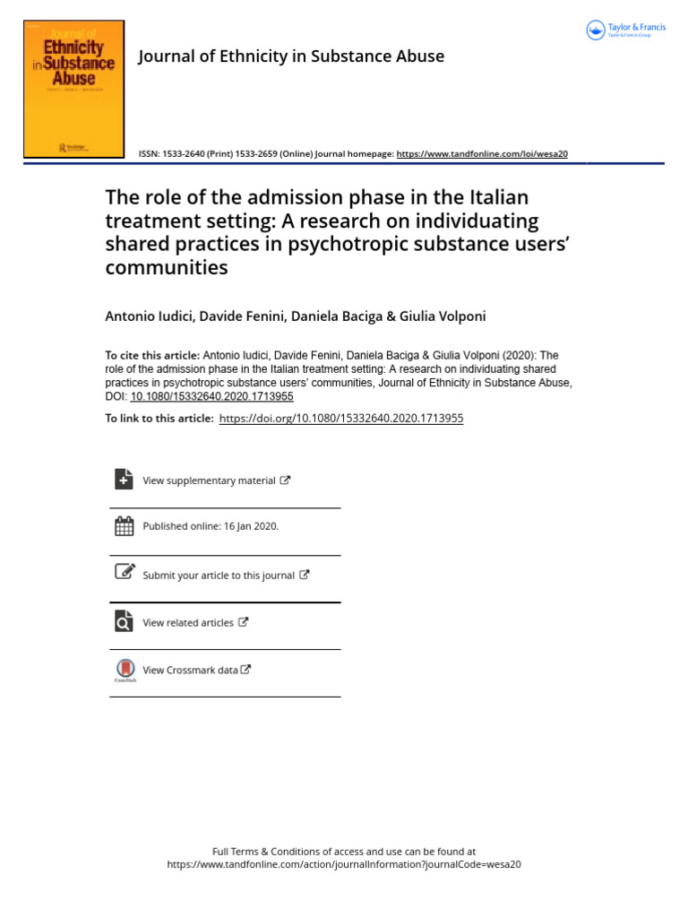 Admission Process in Italian Substance Treatment | PDF | Focus Group ...