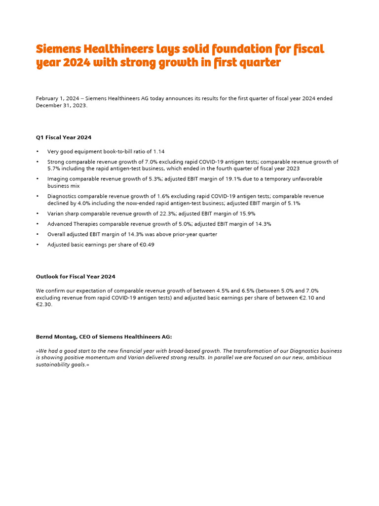 siemens-healthineers-Q1_FY2024_Quarterly-statement | PDF | Income | Expense