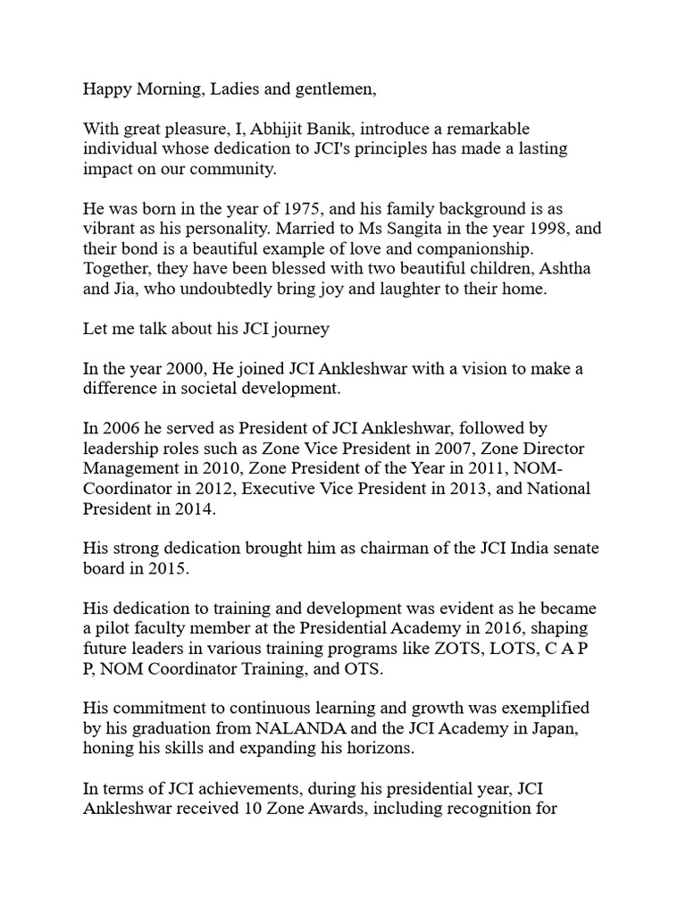 Bintroduction Jci Deepak Nahar | PDF | Career & Growth