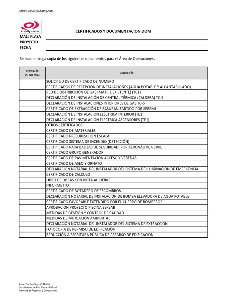 18 MPPC Ep Form 002 v03 Carpeta Dom y Lomo Carpeta 2016 | PDF | Hogar, jardinería y bricolaje