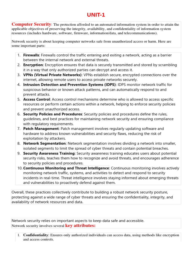 UNIT-1: Computer Security | PDF | Computer Virus | Key (Cryptography)