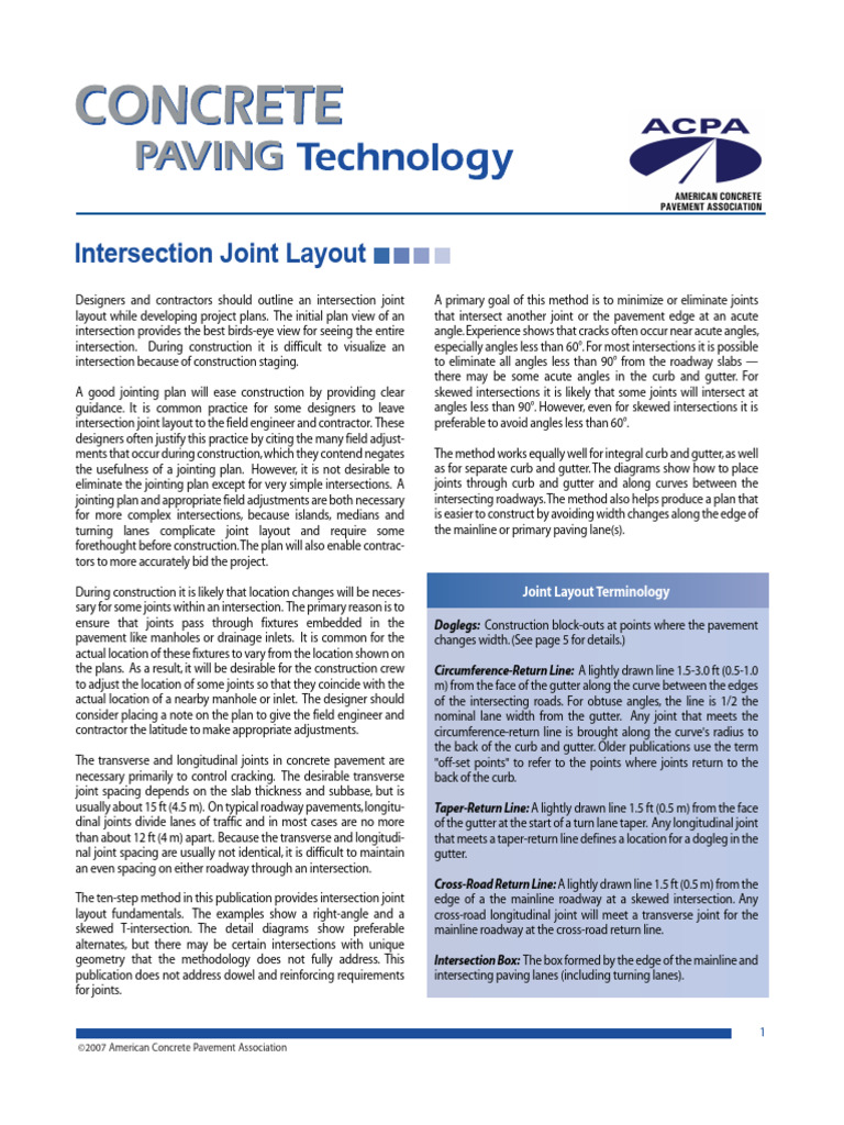 ACPA - Concrete Joint Layout | PDF | Road | Lane
