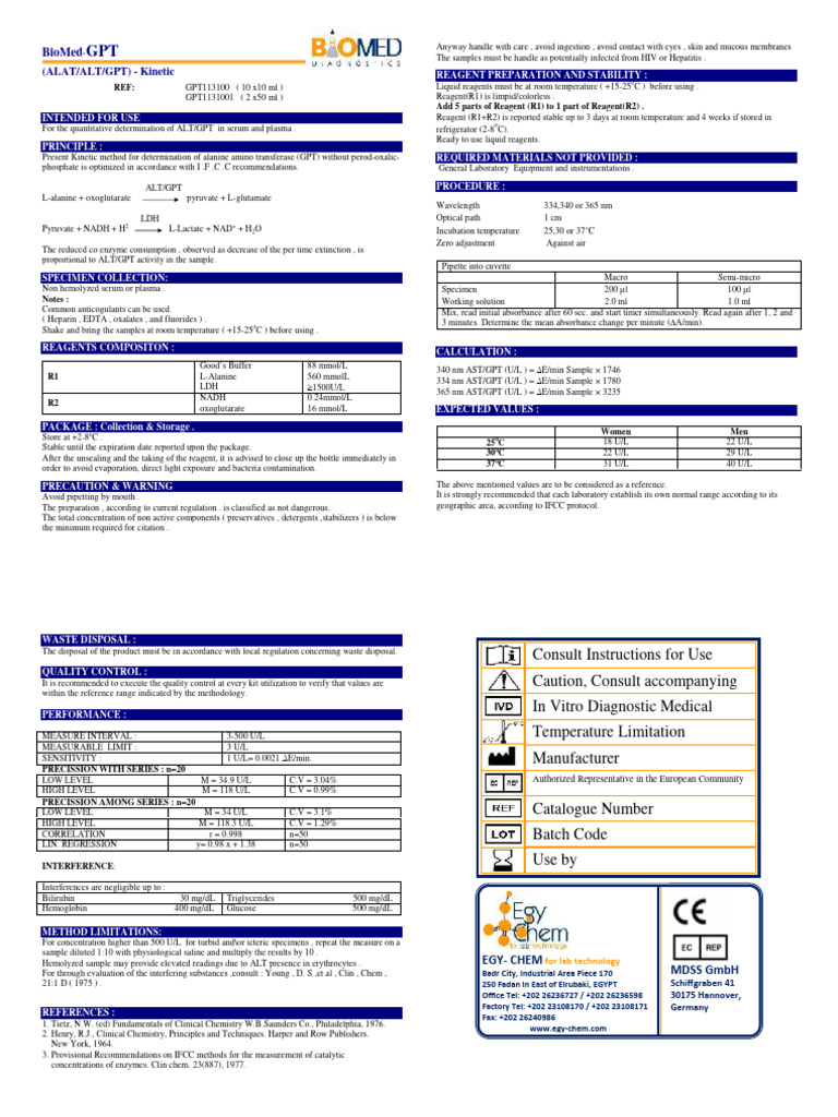 Biomed GPT Kinetic | PDF | Alanine Transaminase