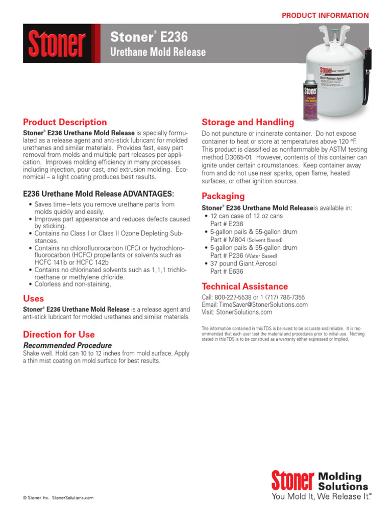 458 PDS-STR E236 Urthane Mold Release | PDF | Chlorofluorocarbon ...