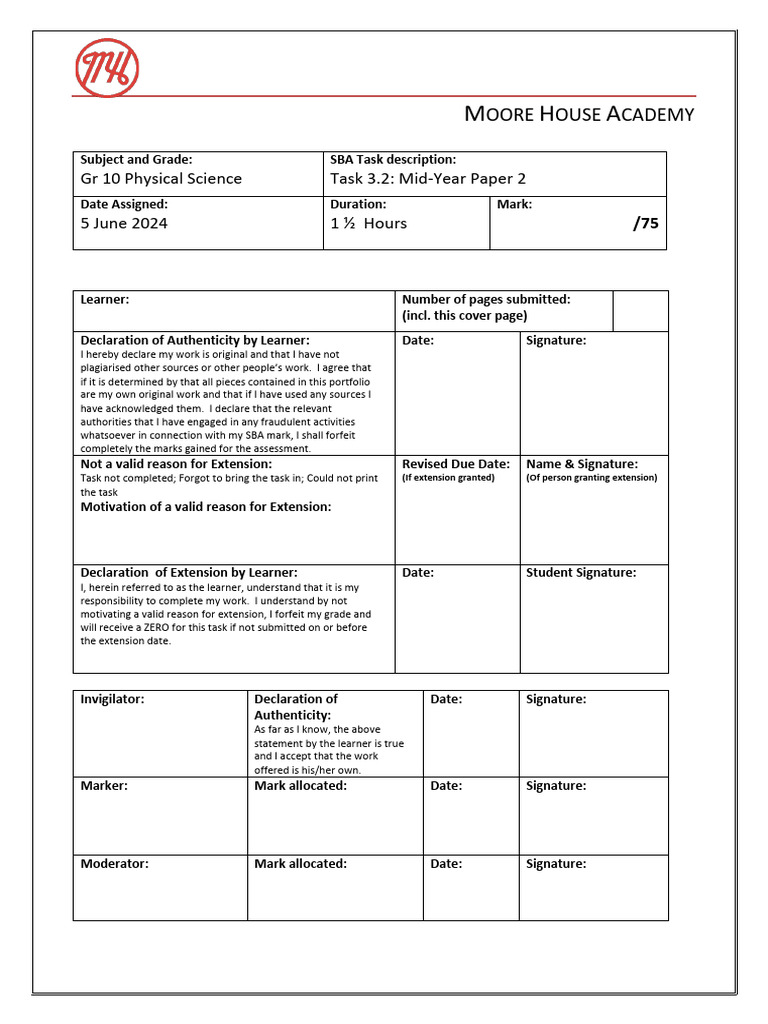 2024 10psci t2 Examination p2 - Chemistry | PDF | Ion | Molecules