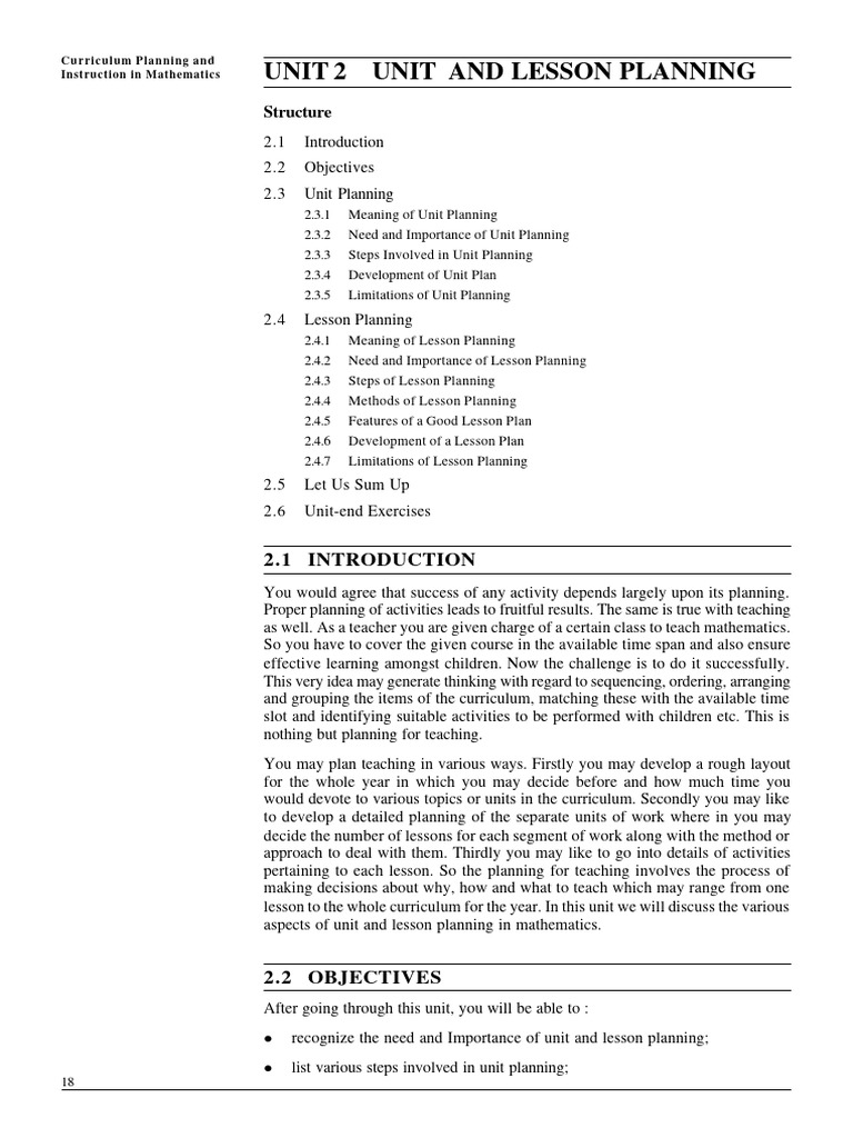 Unit-2 unit n lesson planning | PDF | Volume | Lesson Plan