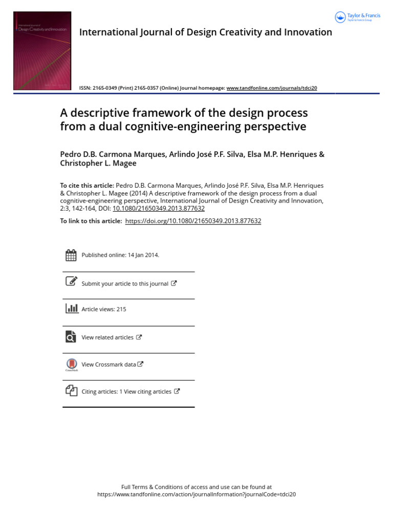 A Descriptive Framework of The Design Process From A Dual Cognitive ...
