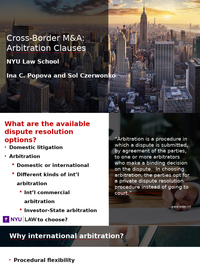 Cross-Border M&A Arbitration Guide | PDF | Arbitration | Arbitration Clause