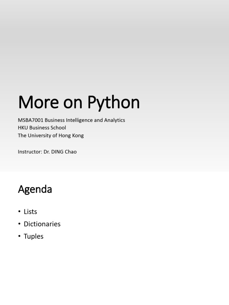 HKU - 7001- 2. More on Python | Download Free PDF | Computer Programming | Software Engineering