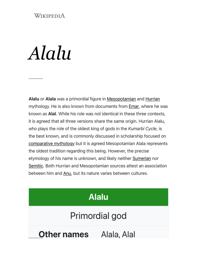 Alalu - Wikipedia | PDF | Comparative Mythology | Religious Belief And ...