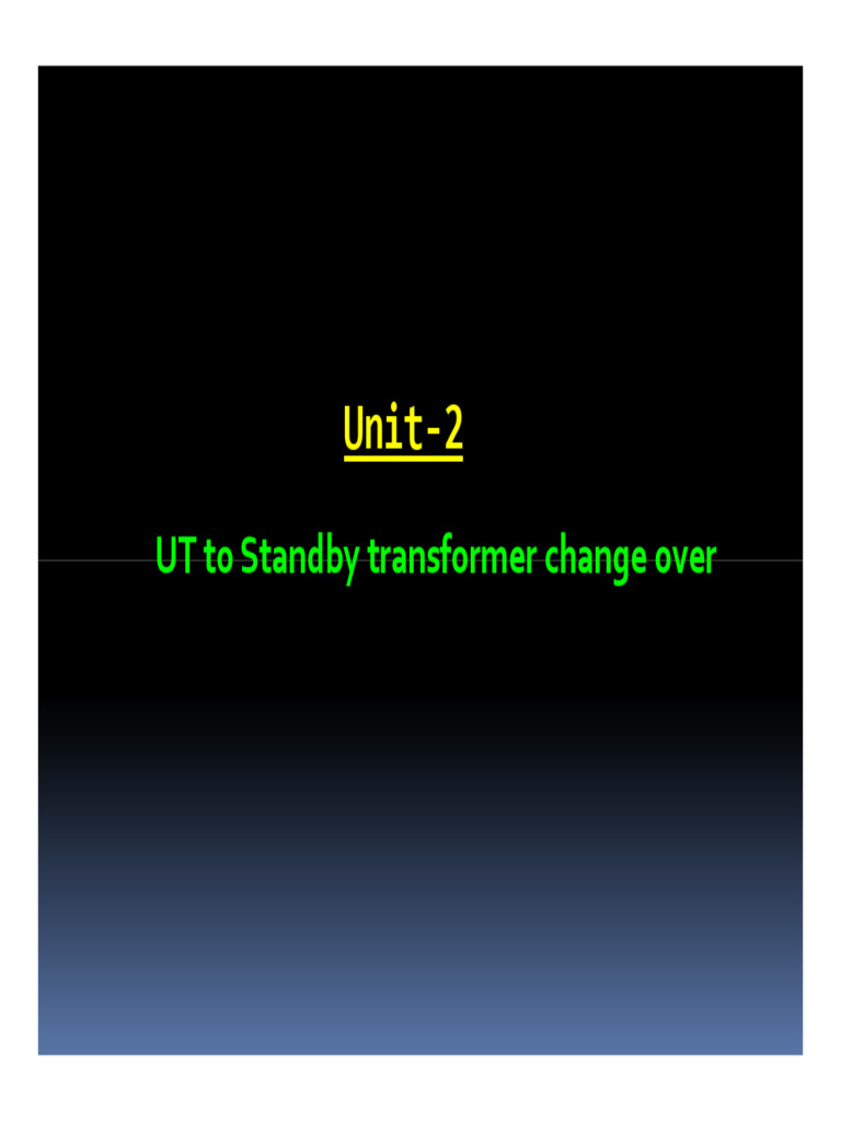 UT To Standby Transformer Change Over | PDF