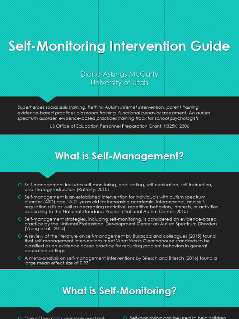 Self Monitoring Interventions | PDF | Reinforcement | Autism Spectrum
