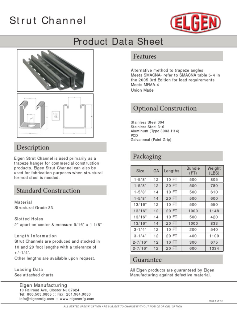 strut_channel-1 | PDF | Beam (Structure) | Mechanical Engineering