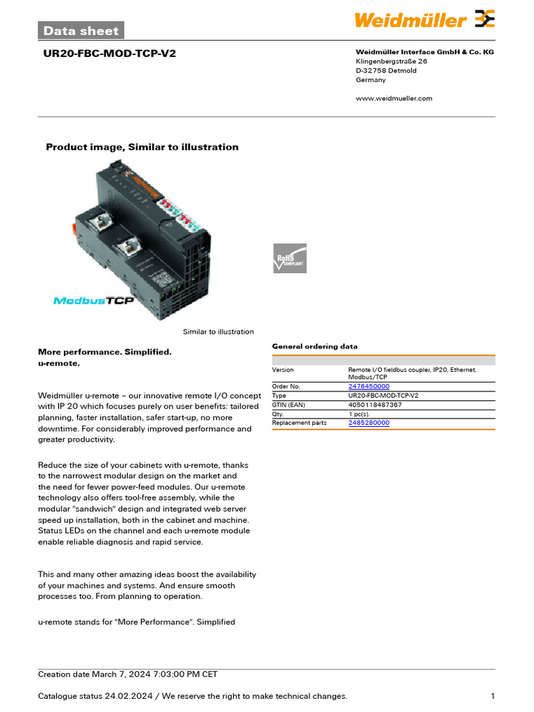 UR20 FBC MOD TCP V2 - en | PDF | Bit Rate | Computer Engineering