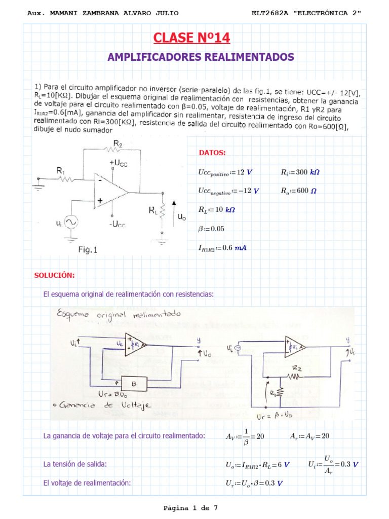 Clase Nº14 Amplificadores Realimentados | PDF | Resistencia Eléctrica y Conductancia | Circuitos ...