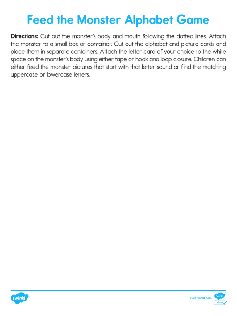 Color Feed the Monster Alphabet Game | PDF