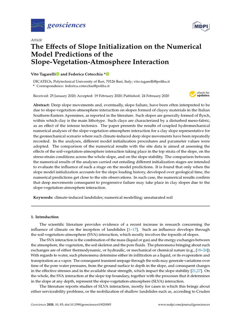 The Effects of Slope Initialization On The Numerical Model Predictions of The Slope-Vegetation ...