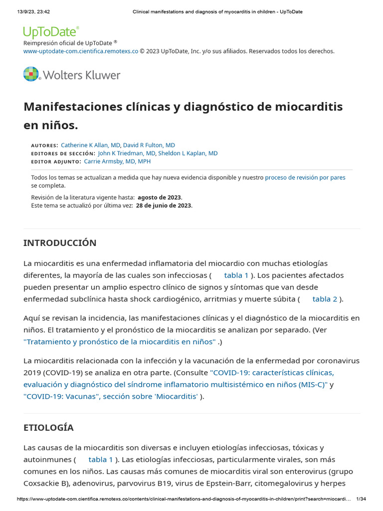 Clinical manifestations and diagnosis of myocarditis in children ...