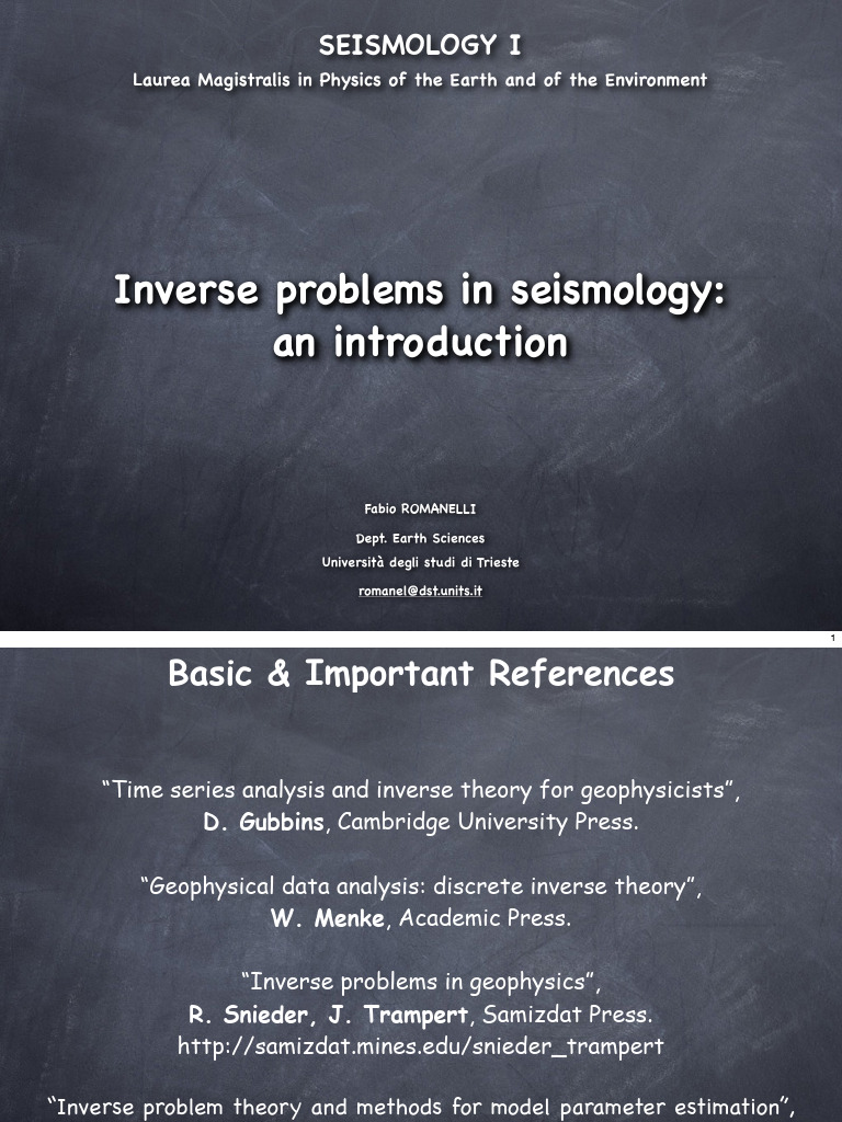 Inverse Problems | PDF | Inverse Problem | Seismology