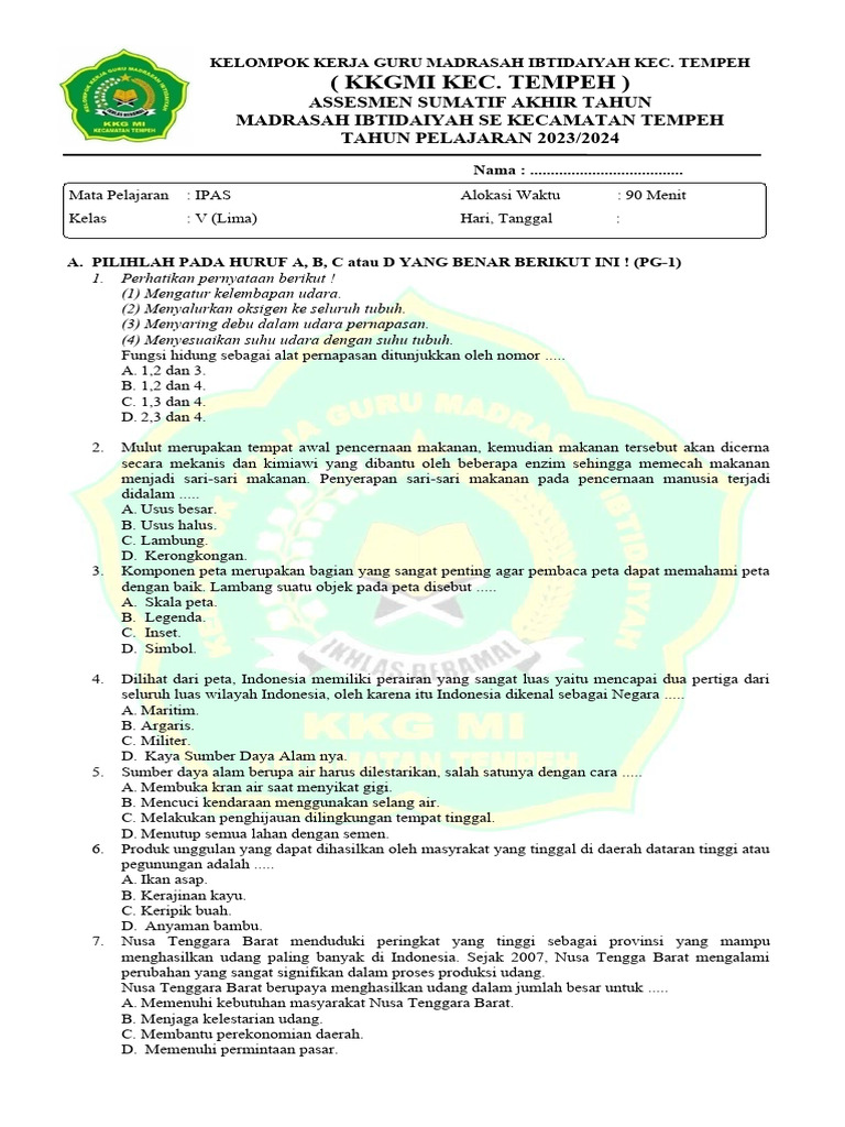 Naskah Soal Mapel IPAS Kelas 5 | PDF