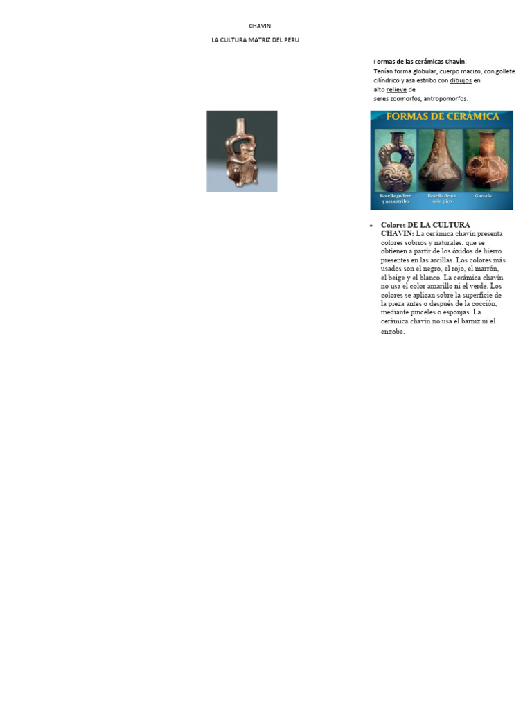 Cultura Chavin Infografia 1 | PDF | Cerámica