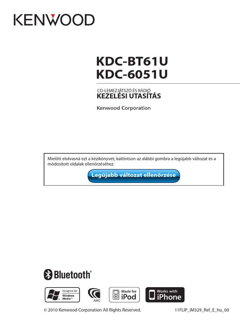Kenwood Kdc-bt61u Kdc-6051u Hasznalati Utmutato | PDF