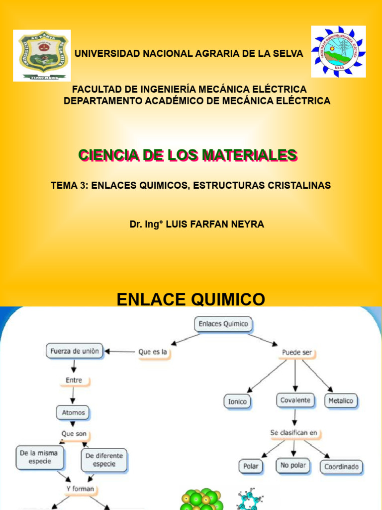 Tema 3 Enlaces Quimicos, Estructuras Cristalina | PDF | Enlace químico | Cristal