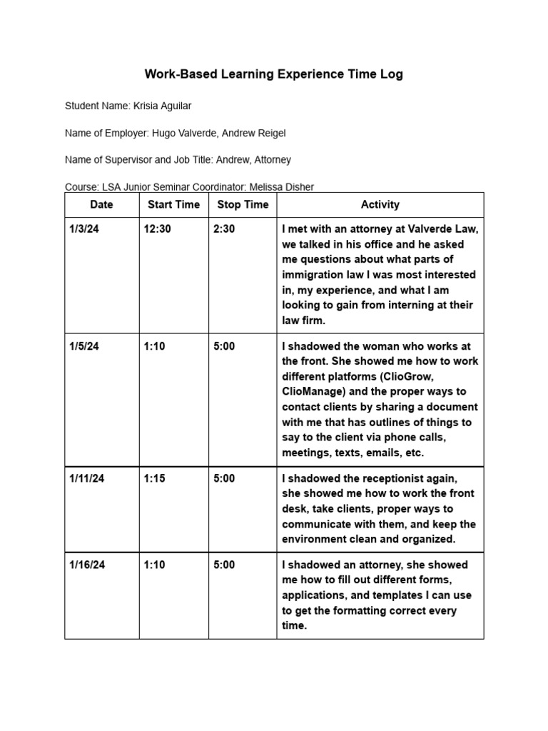 Krisia A Internship Time Sheet | PDF | Lawyer | Computer File