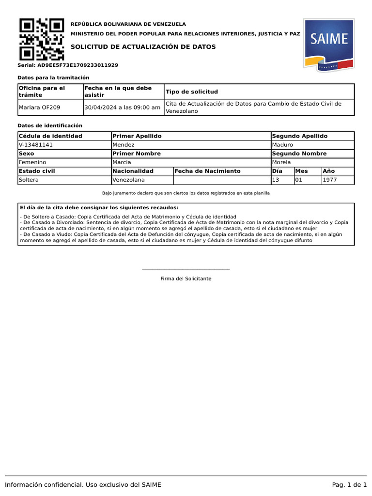 Planilla Actualizacion de Datos | PDF | Certificado de nacimiento | Gobierno y personalidad