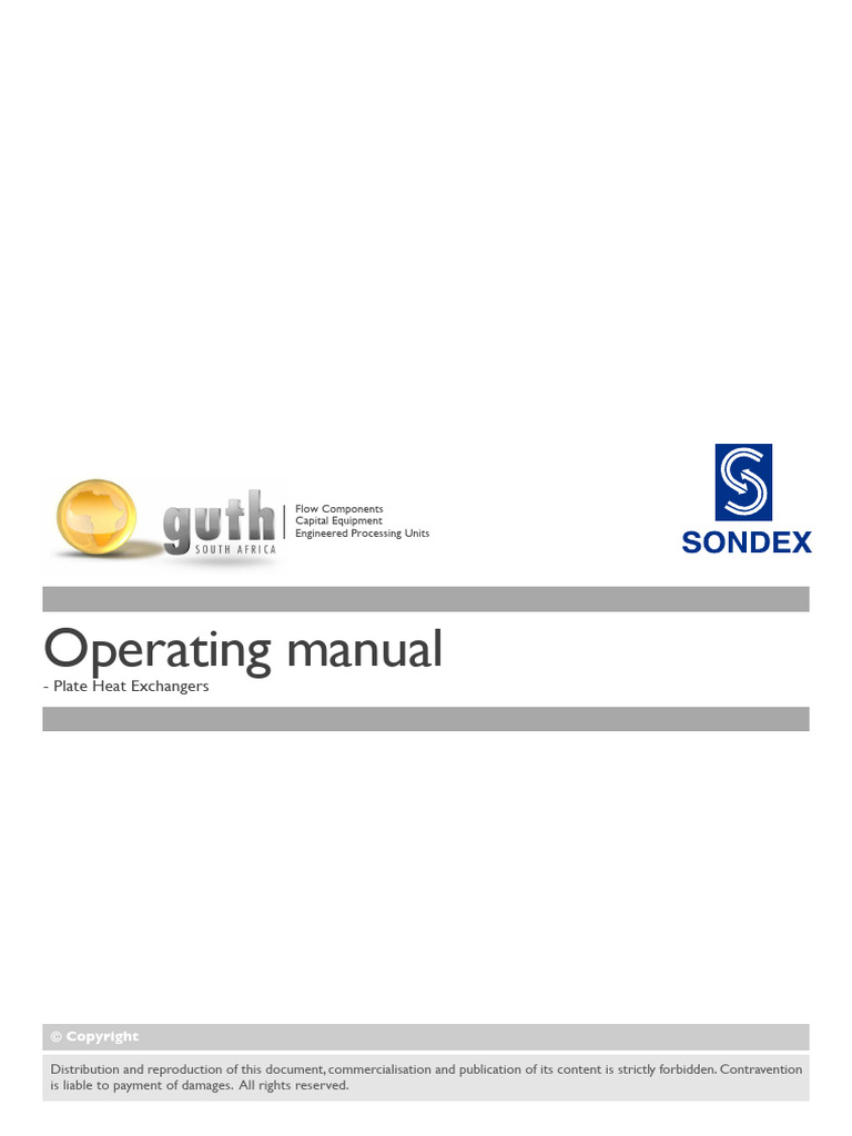 Sondex PHE Manual | PDF | Heat Exchanger | Pipe (Fluid Conveyance)