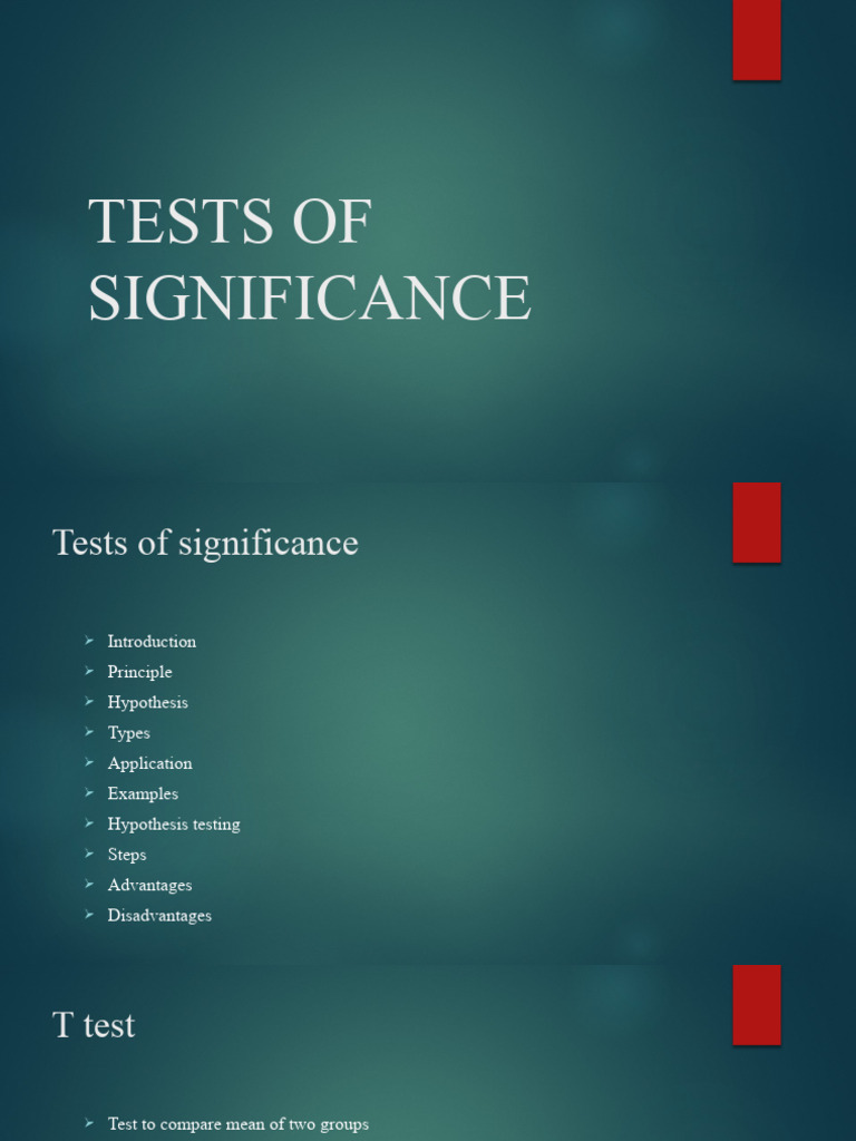 Tests of Significance: T-Test, ANOVA, Chi-Square | PDF | Student's T ...