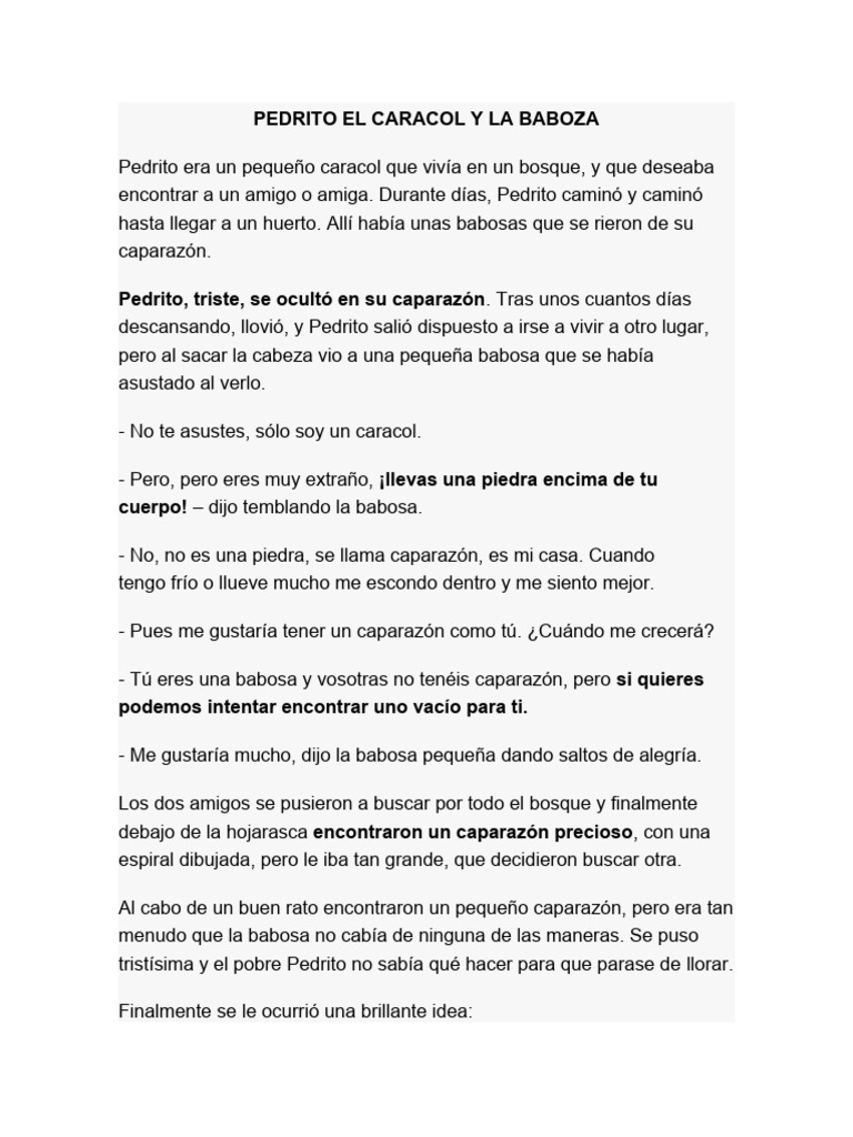 Pedrito El Caracol y La Baboza | PDF | Ficción general