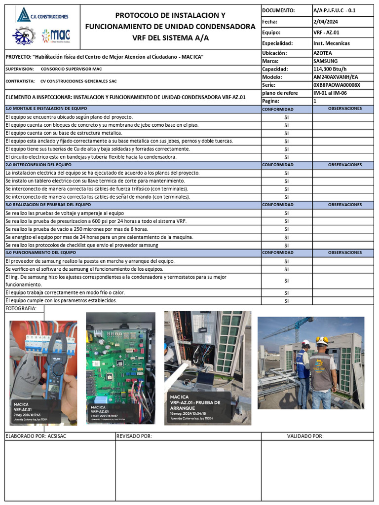 PP. Inst. y Funci. Condensadoras VRF-MAC ICA | PDF | Electricidad | Ingenieria Eléctrica
