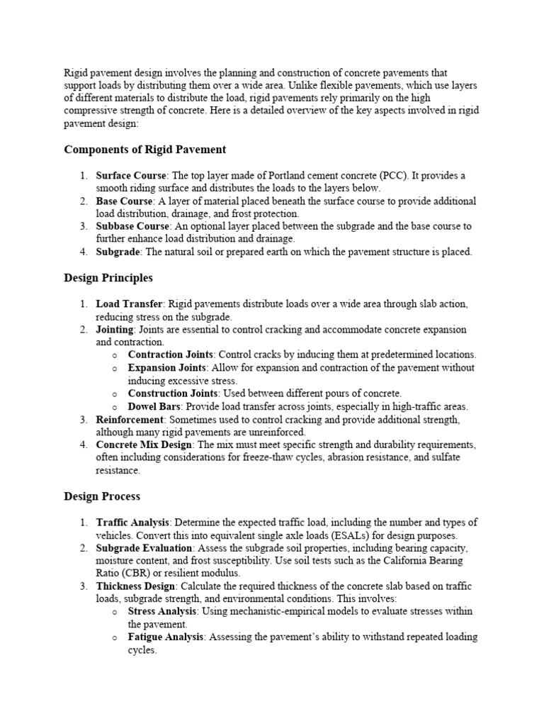 Rigid pavement design involves the planning and construction of ...