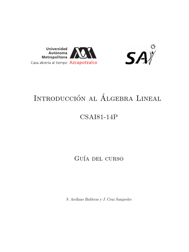 Guia Sai. Algebra Lineal | PDF | Base (álgebra lineal) | Conceptos matemáticos