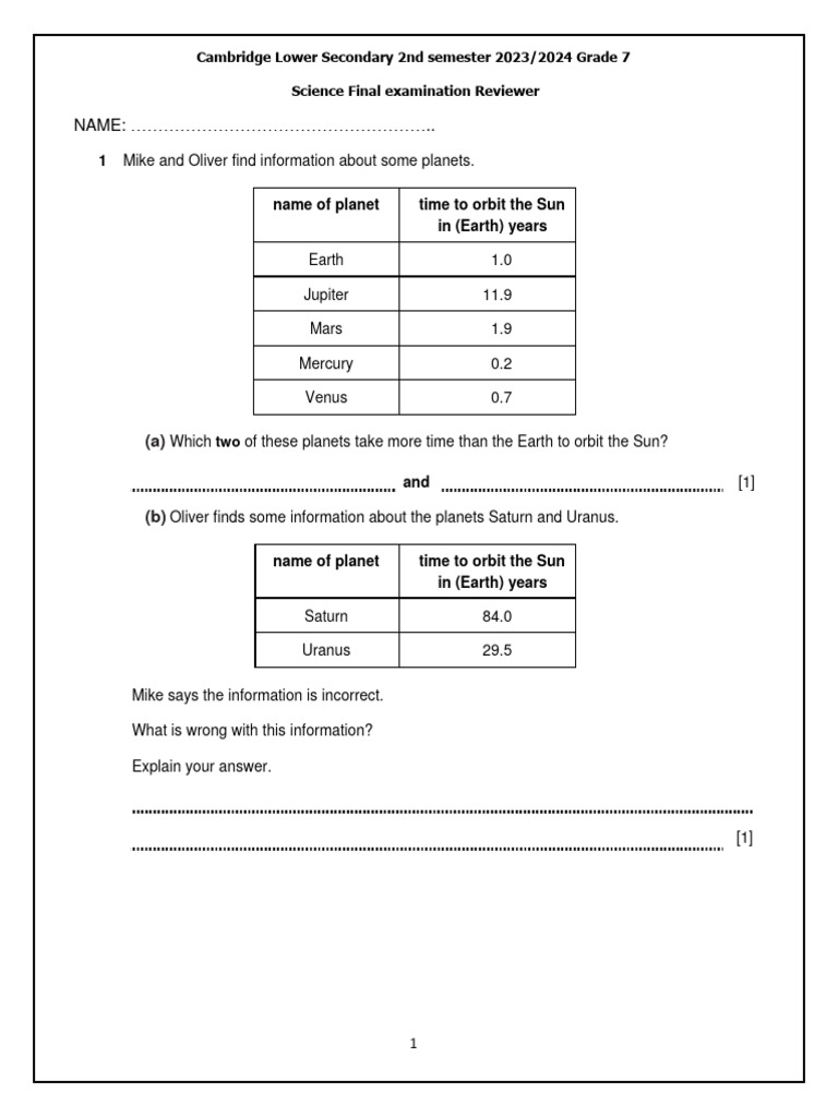 Final Science Reviewer Grade 7 S2 2024 A | PDF | Planets | Eclipse