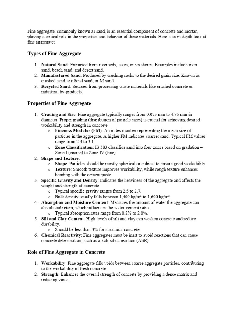 Fine Aggregate | PDF | Concrete | Sand
