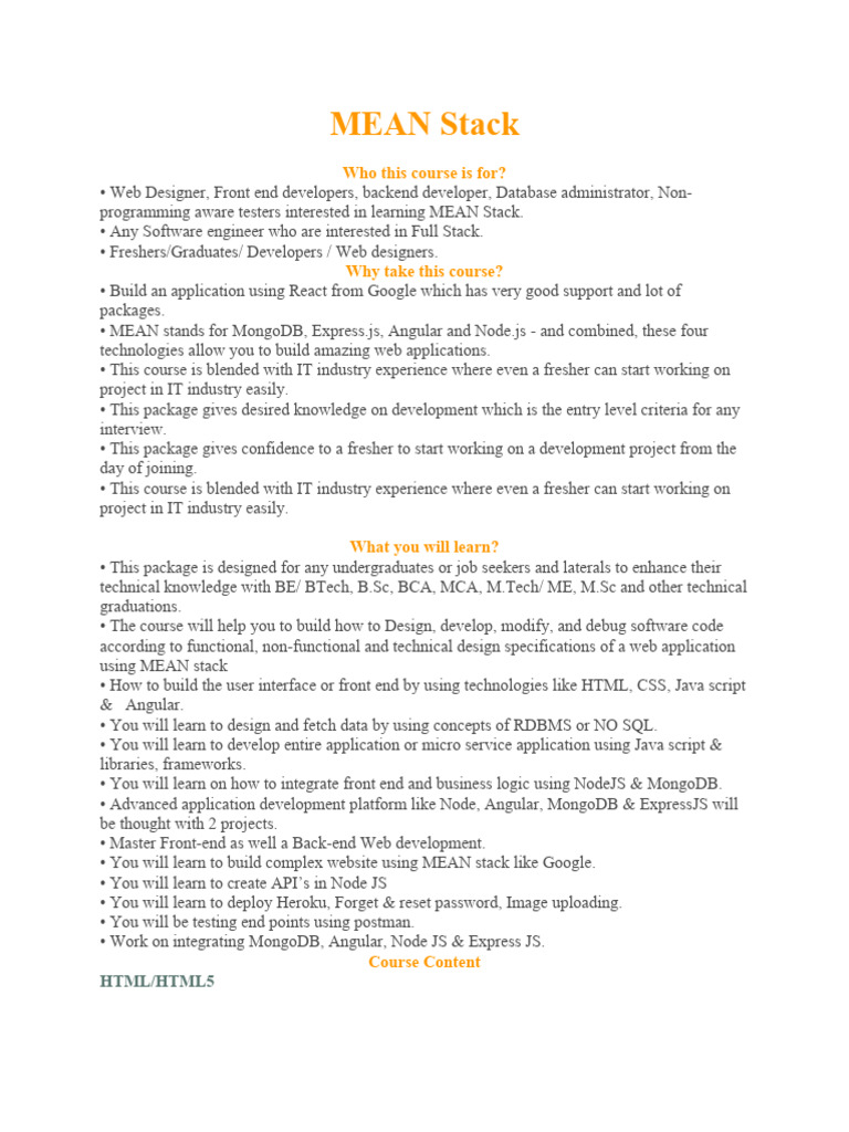 Mean Stack | PDF | Bootstrap (Front End Framework) | Java Script