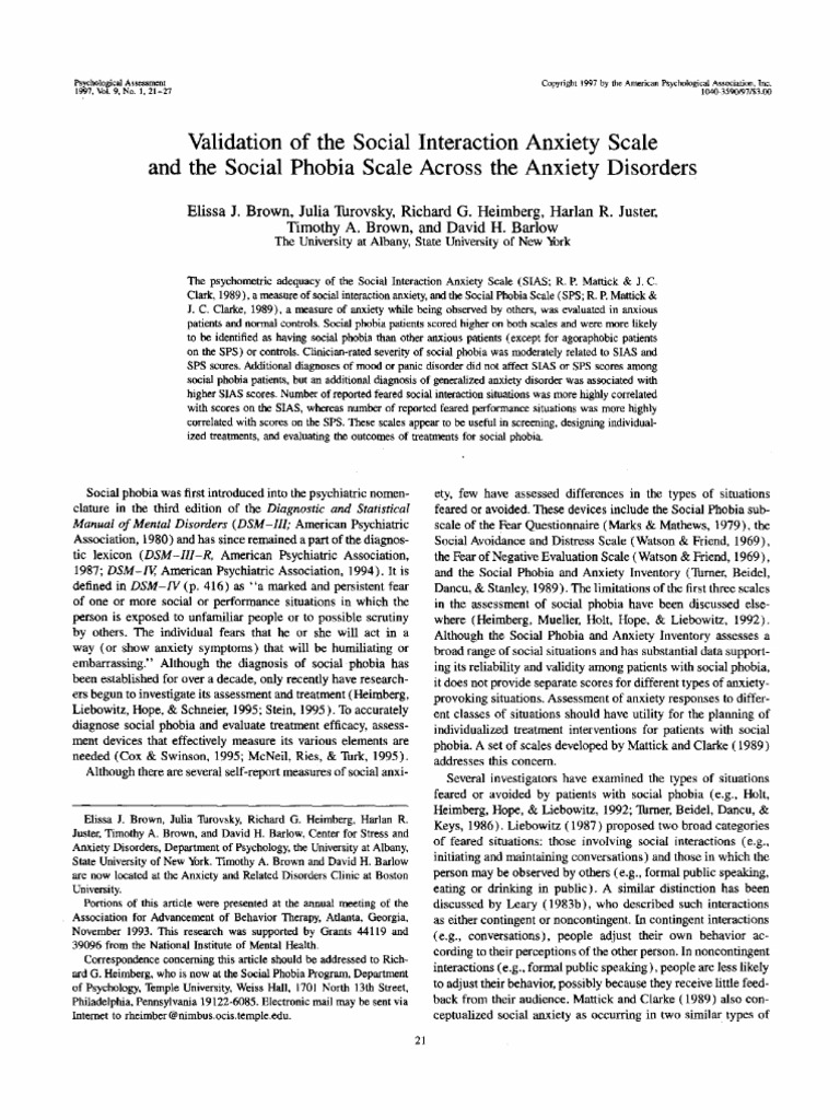 124 - Brown Et Al SIAS SPS Validation Psych Assessment 1997 | PDF ... 124 - Brown Et Al SIAS SPS Validation Psych Assessment 1997 | PDF ...