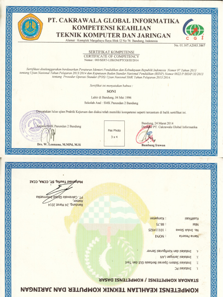 Sertifikat Kompetensi | PDF