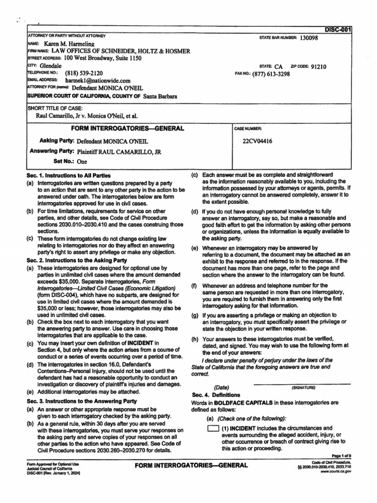 Def Form Rogs To Plaintiff - OCR | PDF | Interrogatories | Discovery (Law)