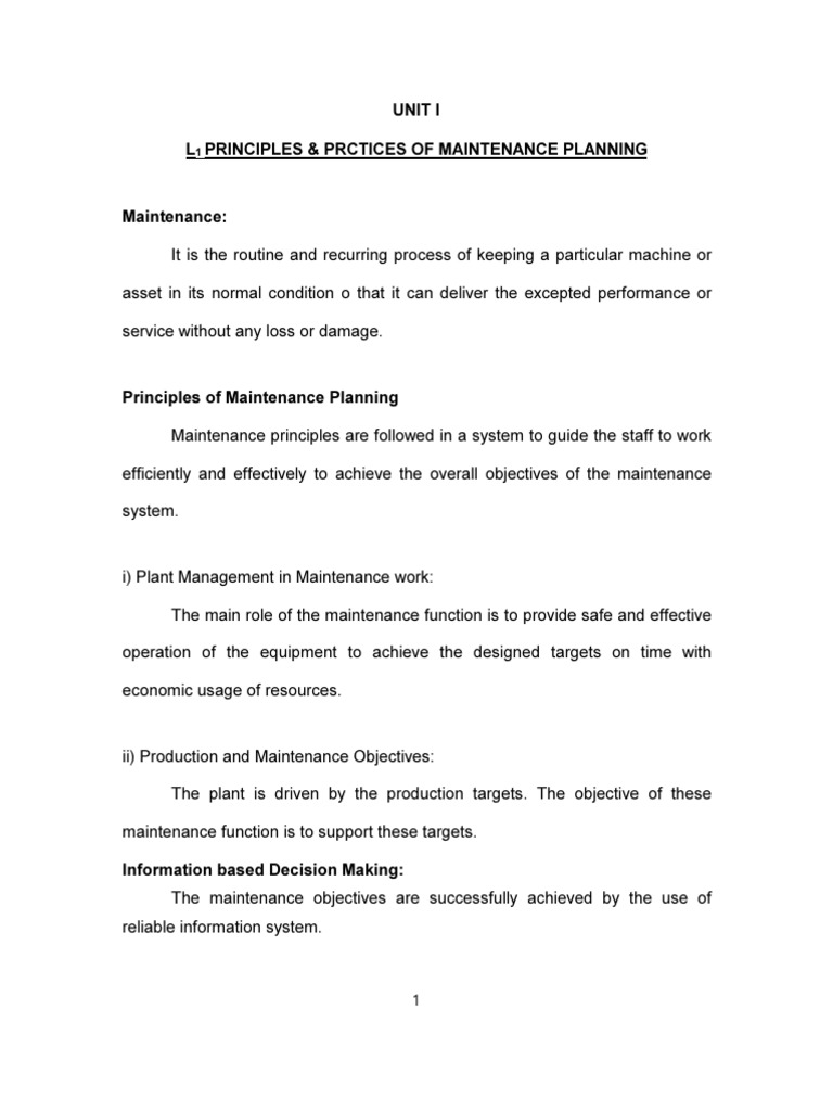 Maintenance Planning Principles | PDF | Reliability Engineering | Lubricant