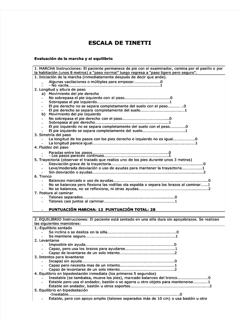Escala de Tinetti | PDF | Hogar, jardinería y bricolaje | Historia