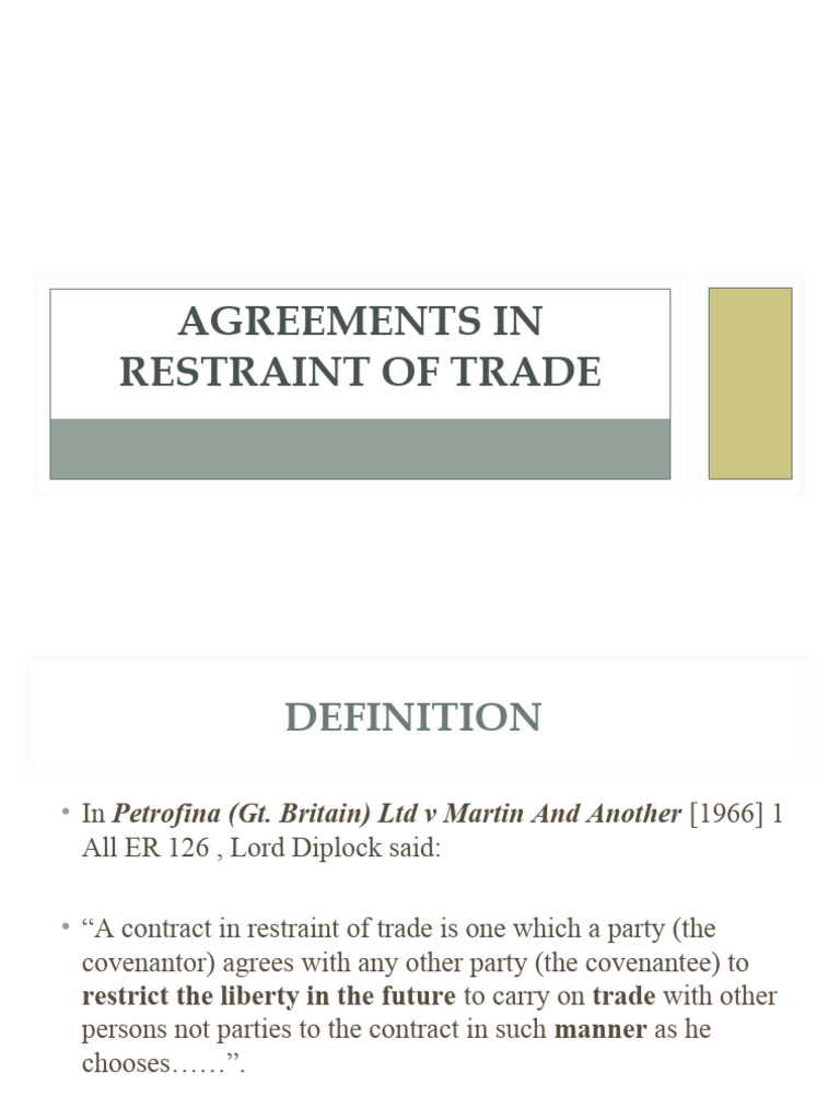 Agreements in Restraint of Trade | PDF | Restraint Of Trade | Justice