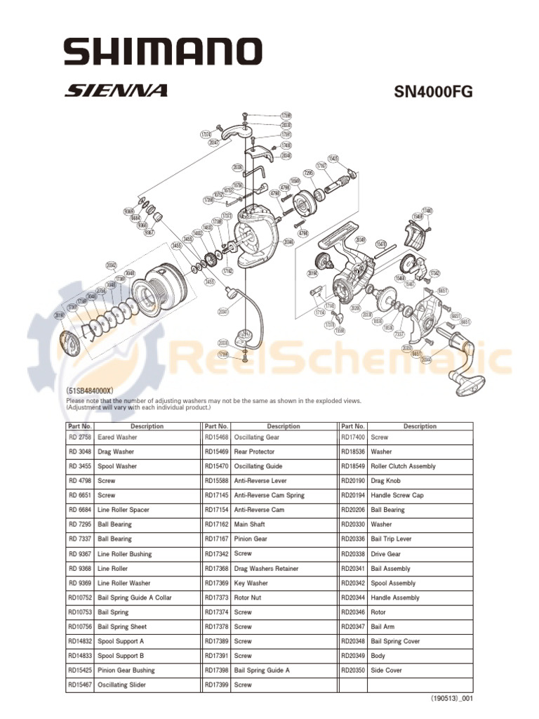 Shimano SN4000FG Parts List | PDF | Machines | Manufactured Goods