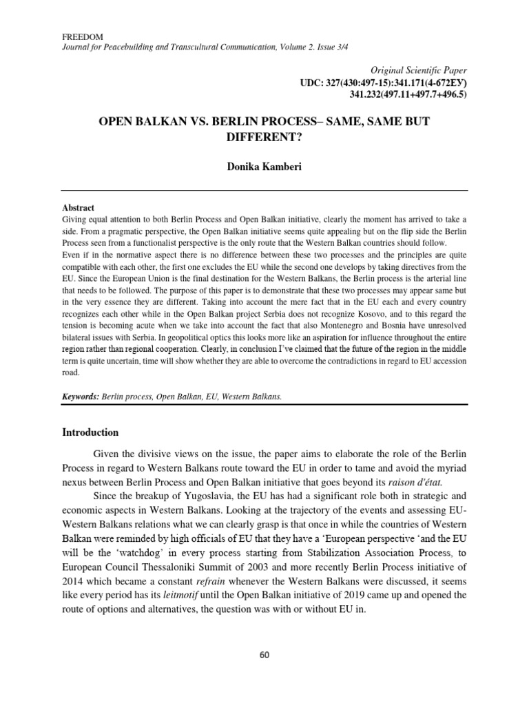Donika Kamberi Berlinski Proces I Open Balkan | PDF | Balkans ...