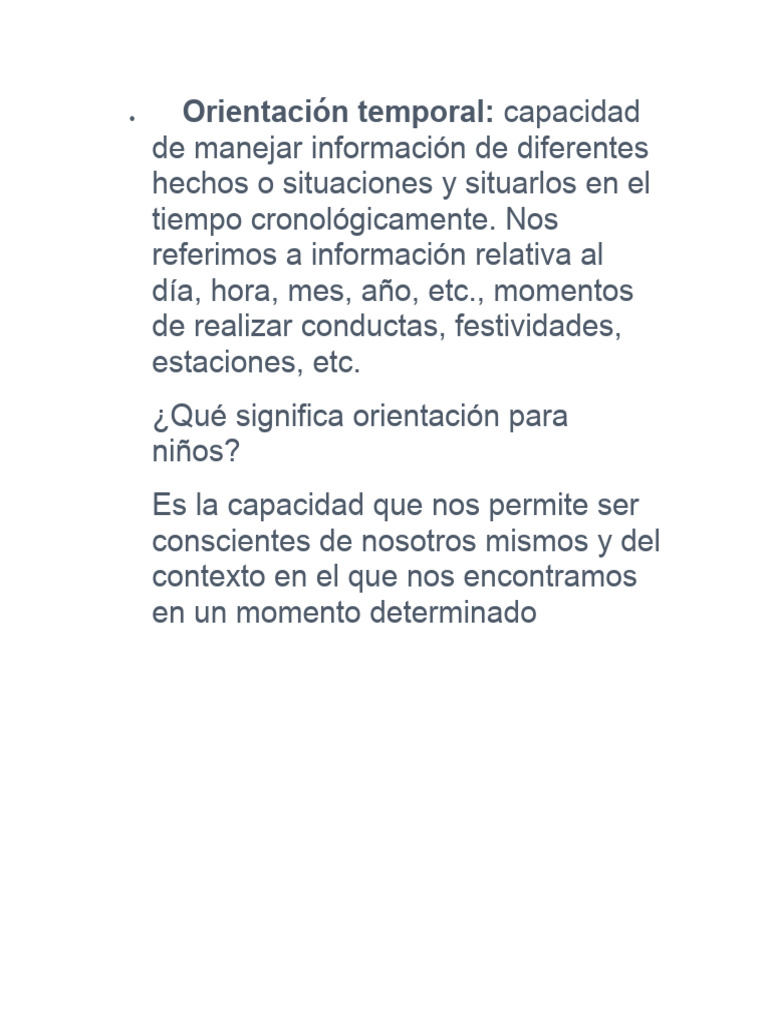 Orientación Temporal | PDF | Salud y bienestar | Ciencia y matemáticas