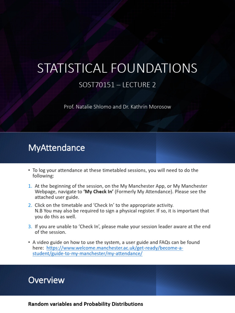 Statistical Foundations: SOST70151 - LECTURE 2 | PDF | Probability ...