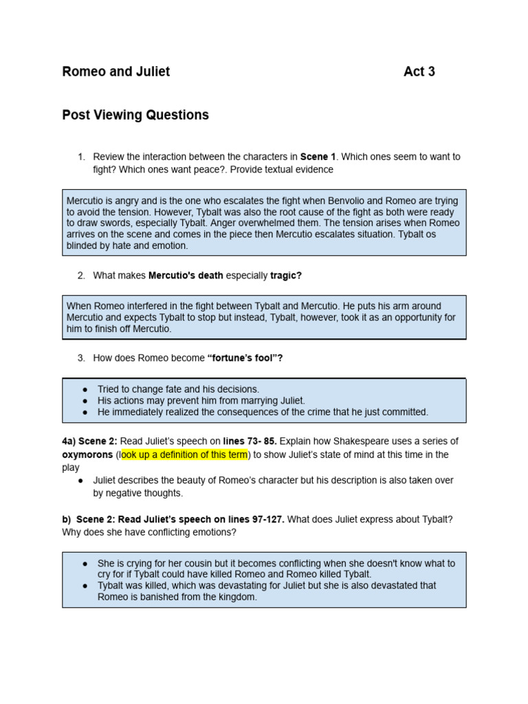 Romeo and Juliet Act 3 | PDF | Characters In Romeo And Juliet